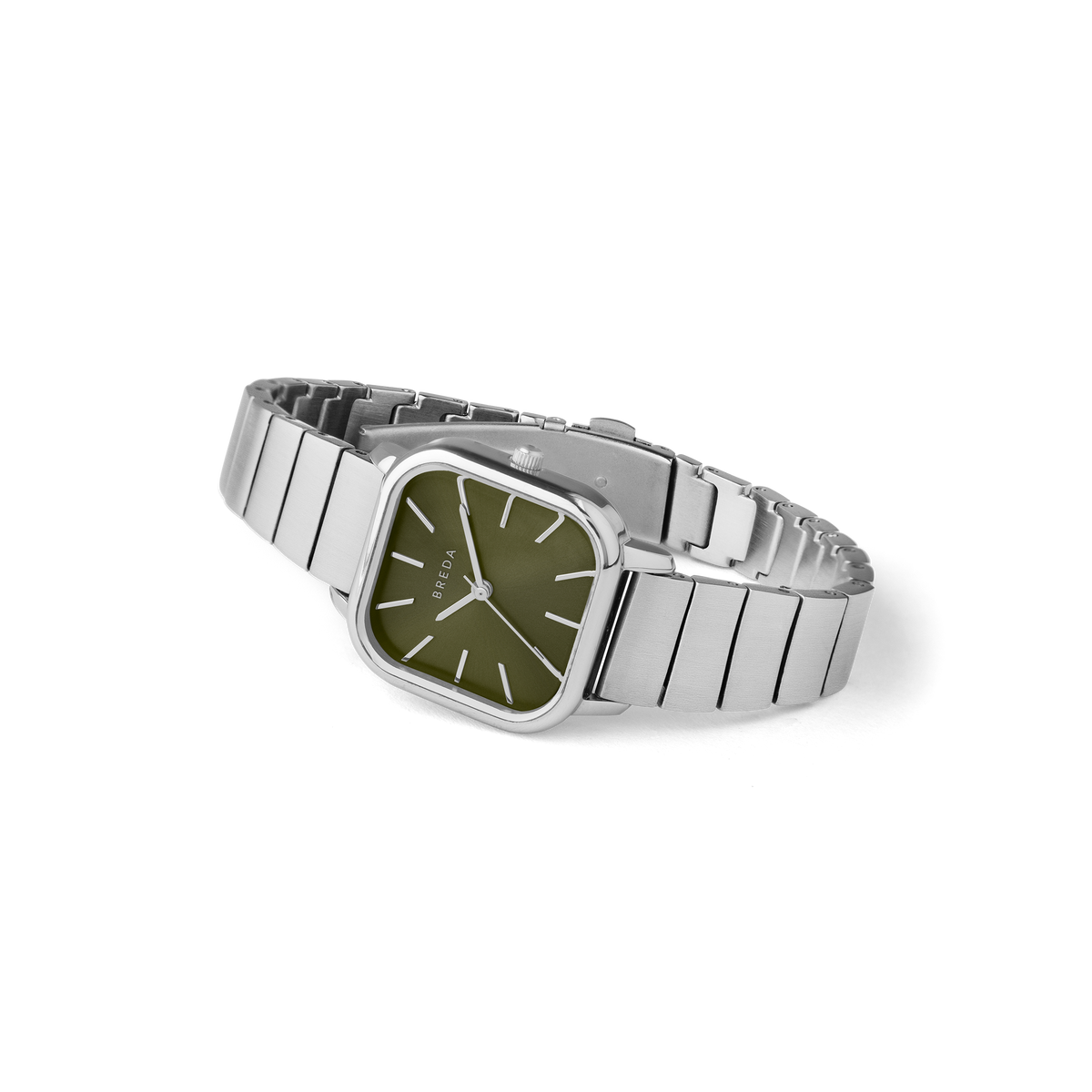 Esther | Square Metal Watch | Silver/Moss | BREDA Watch