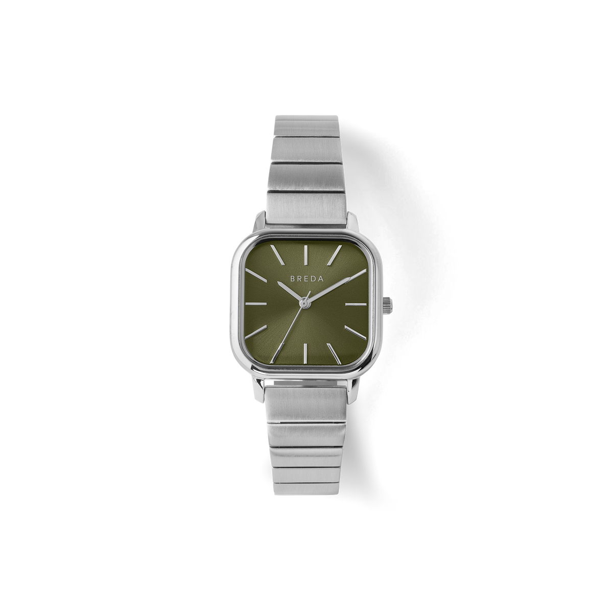 Esther | Square Metal Watch | Silver/Moss | BREDA Watch