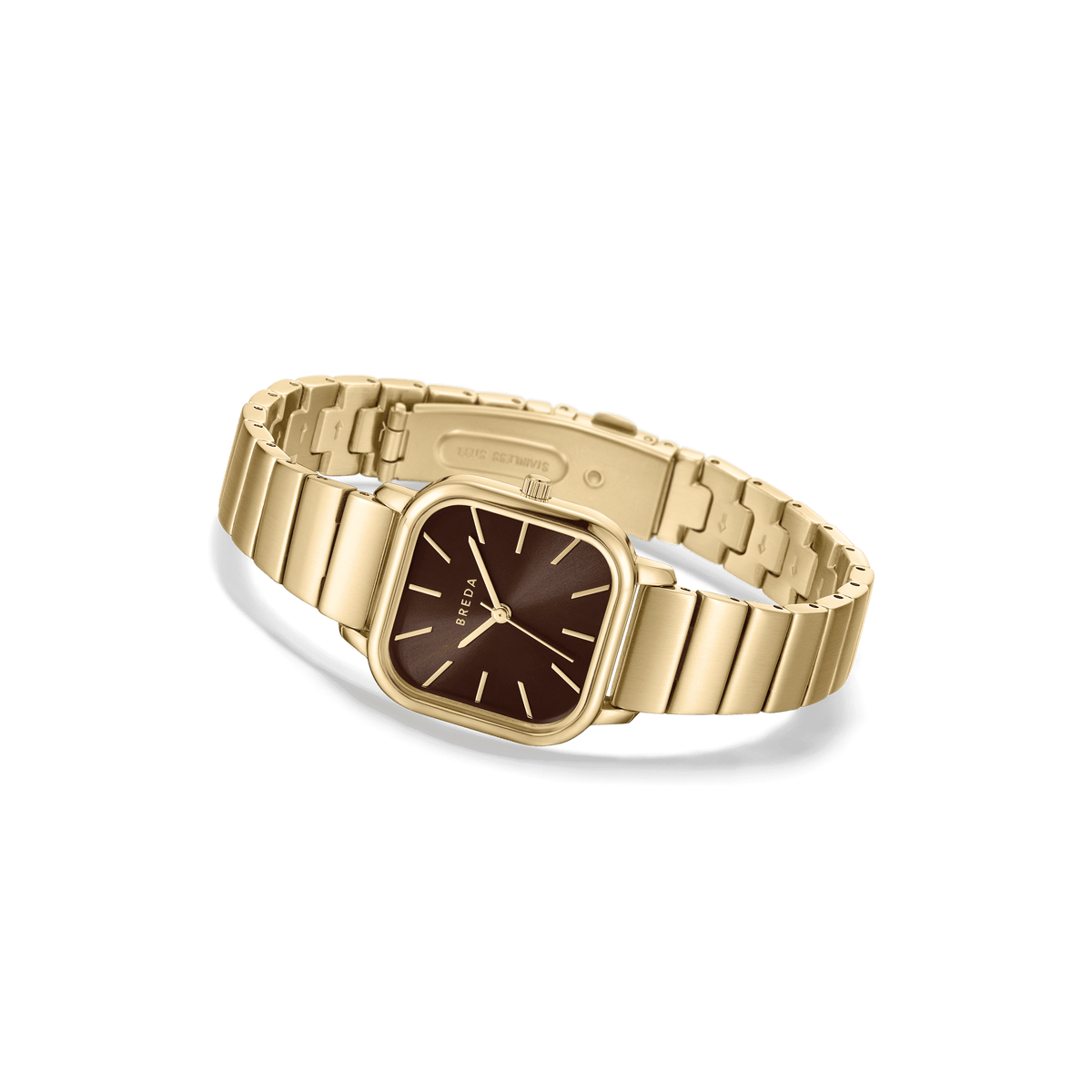 Esther | Square Metal Watch | Gold/Espresso | BREDA Watch